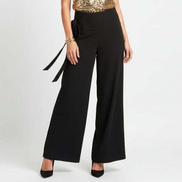 Cache | Pants & Jumpsuits | Cache Black Wide Palazzo Leg Tie Waist ...